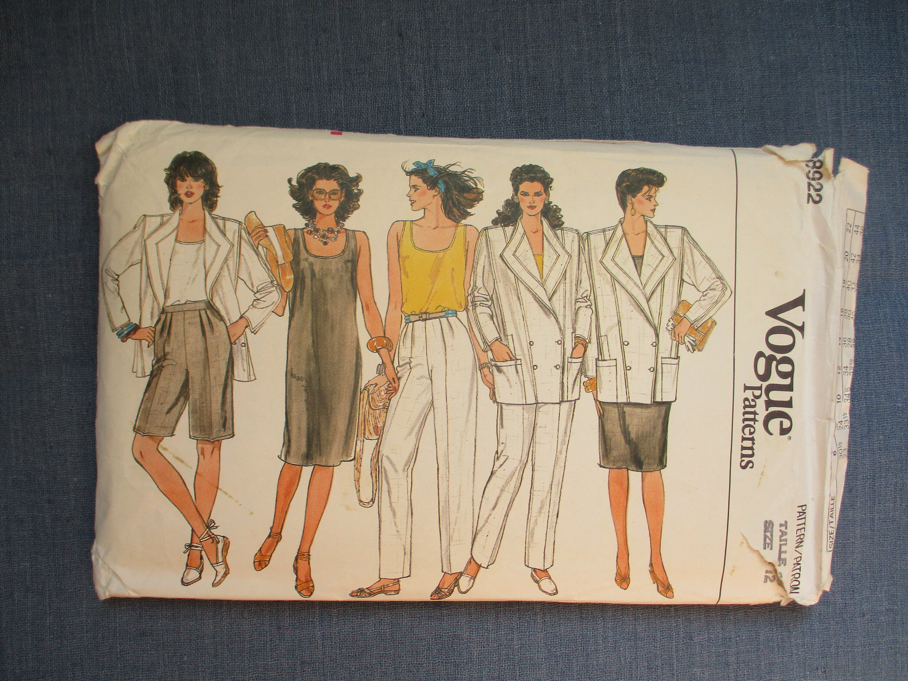 Vintage 1980s Vogue Sewing Pattern 8922 Misses Jacket Dress Top Pants ...