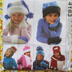 2000s Sewing Pattern Mccalls 4183 Kids Fleece Hats Scarves and Mittens ...