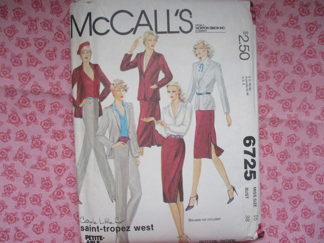 Vintage 1970s Mccalls Sewing Pattern 6725 Misses Unlined Jacket and ...