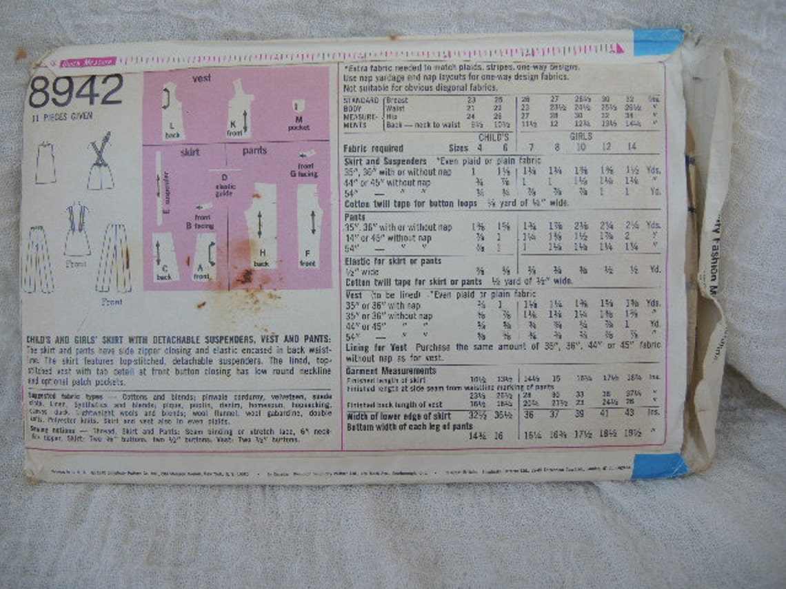 Vintage 1970s Simplicity Sewing Pattern 8942 Girls Skirt - Etsy