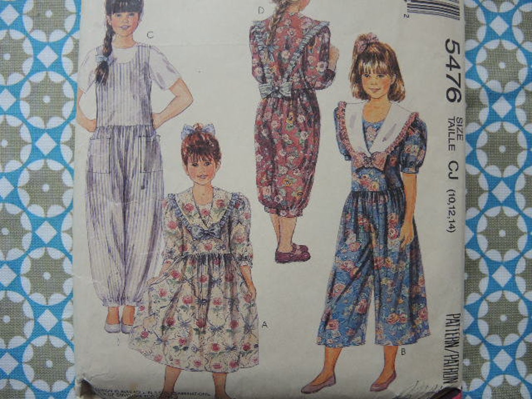 Vintage 1990s Mccalls Sewing Pattern 5476 Girls Jumpsuits in Two ...