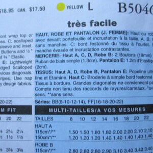 2000s Sewing Pattern Butterick 5046 Misses Top Dress and Pants UNCUT ...