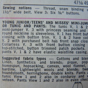 Vintage 1970s Simplicity Sewing Pattern 8916 Junior Mini Jumper Tunic ...