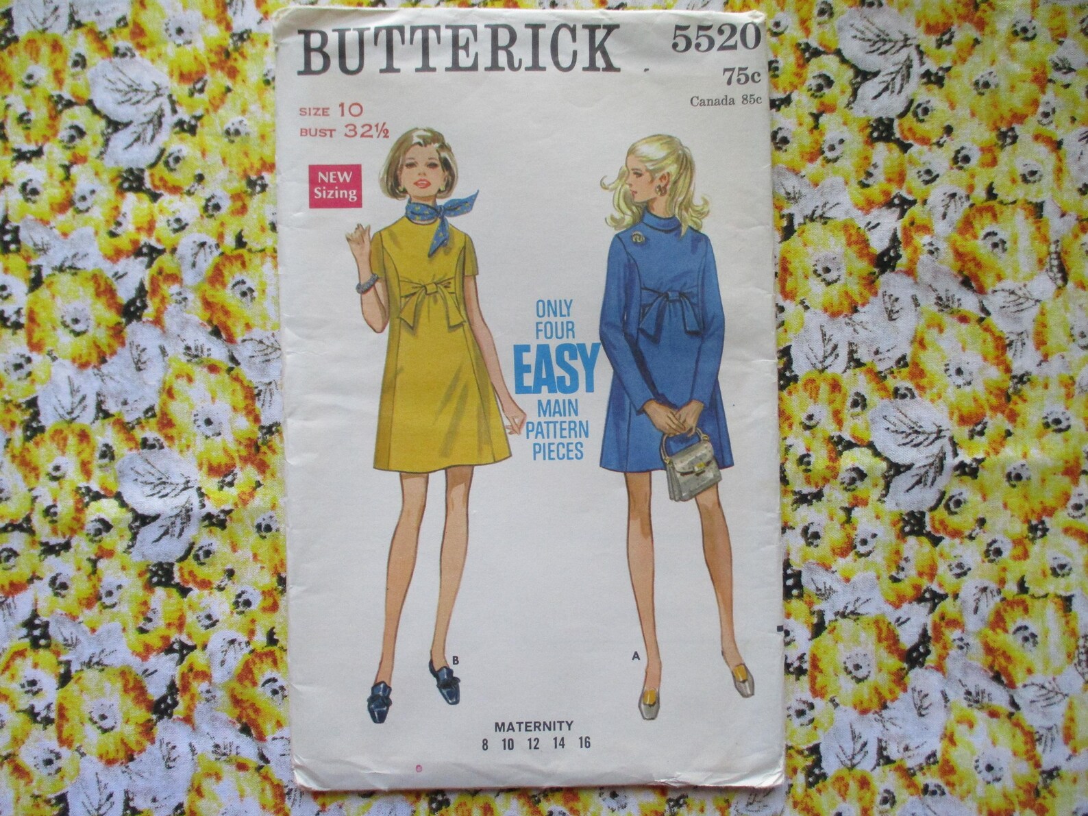Vintage 1960s Butterick Sewing Pattern 5520 Misses Maternity Dress Size ...