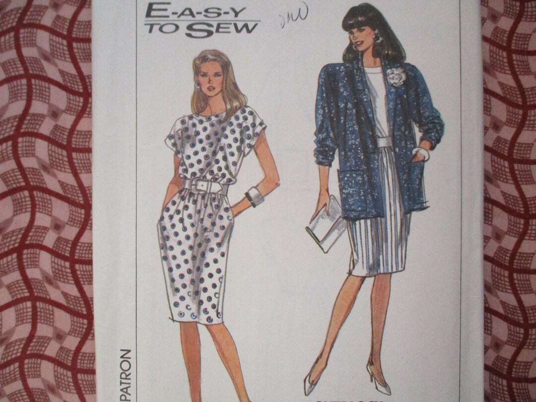 Vintage 1980s Simplicity Sewing Pattern 9045 Misses Easy to Sew Dress ...