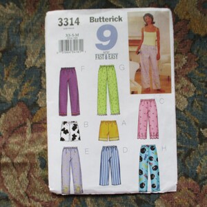 2000s Sewing Pattern Butterick 3314 Misses Top Shorts and Pants in Two ...