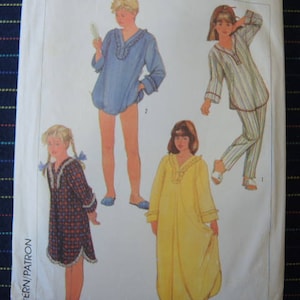 Vintage 1980s Simplicity Sewing Pattern 7197 Girls Pajamas and ...