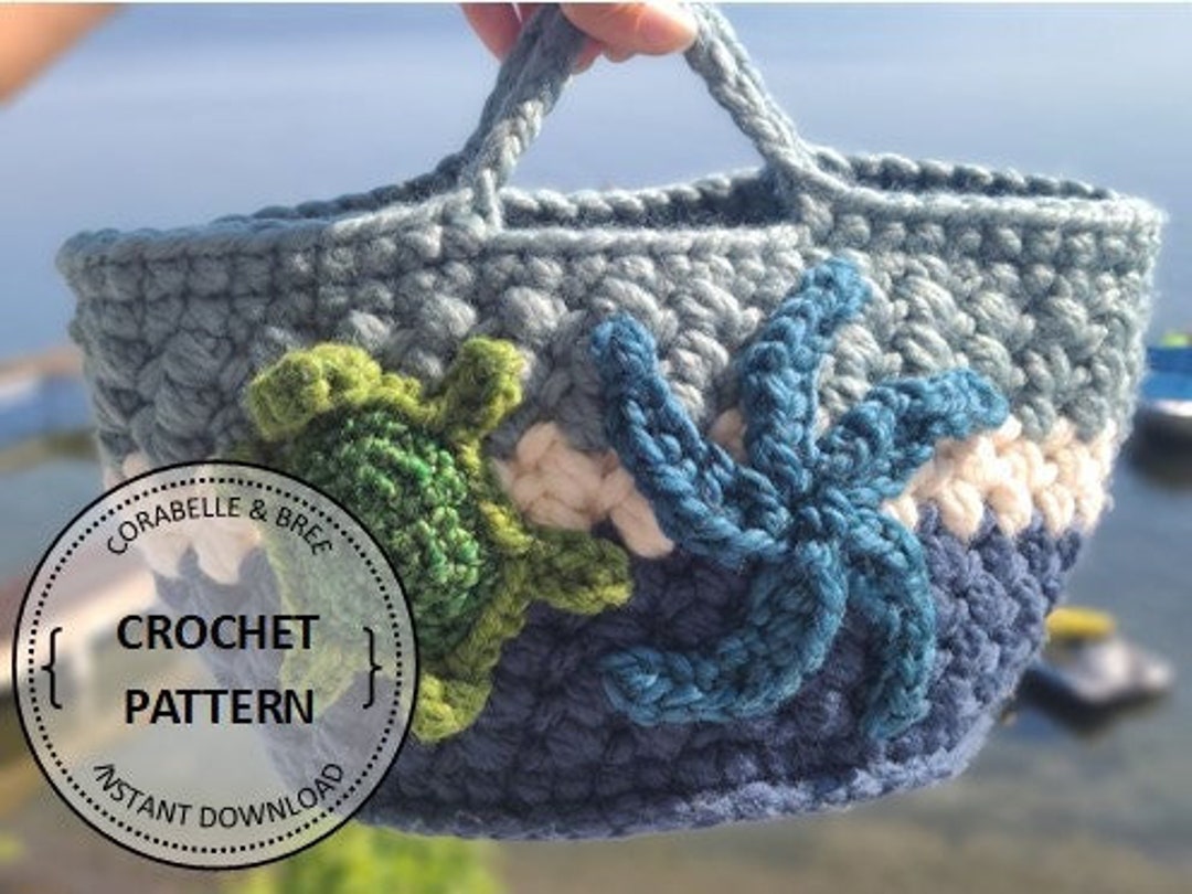 INSTANT DOWNLOAD Crochet Pattern ~ Sea Turtle Basket Pattern ~ Includes ...