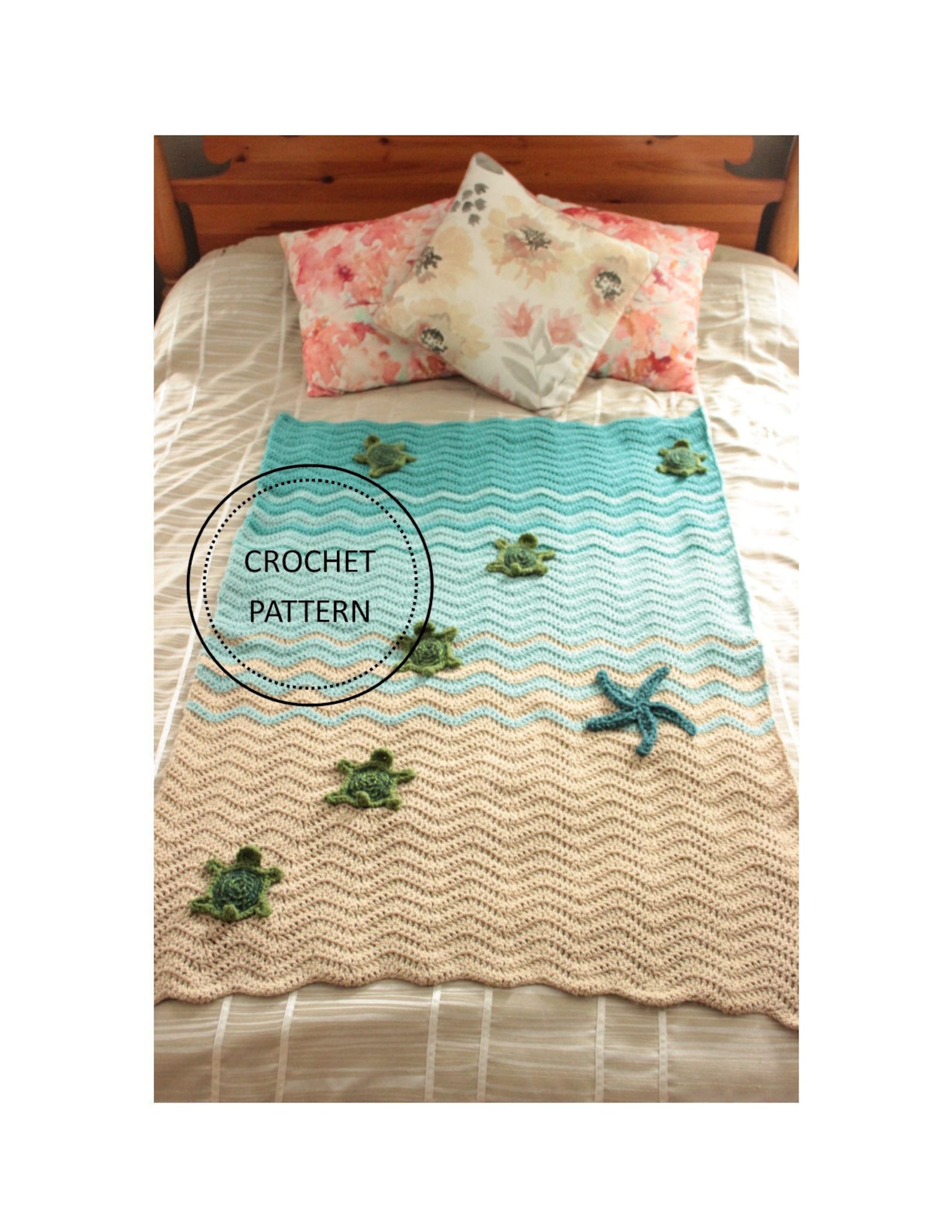 INSTANT DOWNLOAD Crochet Pattern Sea Turtle Blanket Pattern Includes ...