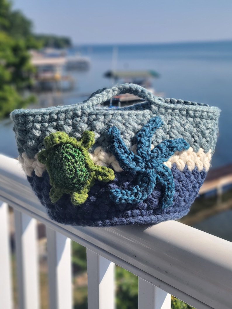 INSTANT DOWNLOAD Crochet Pattern ~ Sea Turtle Basket Pattern ~ Includes ...