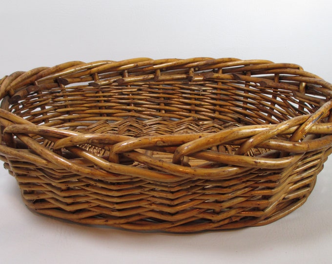 Extra Large Oval Willow Reed Basket Antique Hand Woven Gathering Basket ...
