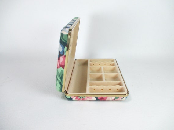 Vintage Travel Valet Floral Fabric Jewelry Case Snap … - Gem