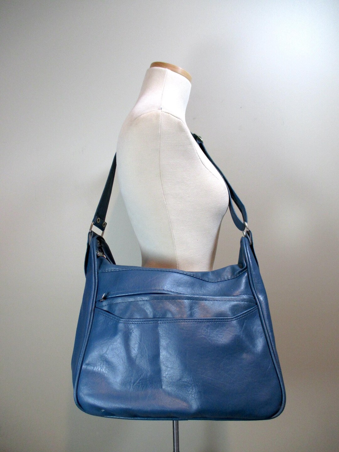 Samsonite for Sears Blue Textured Vinyl Travel Tote Retro 80s Weekender ...