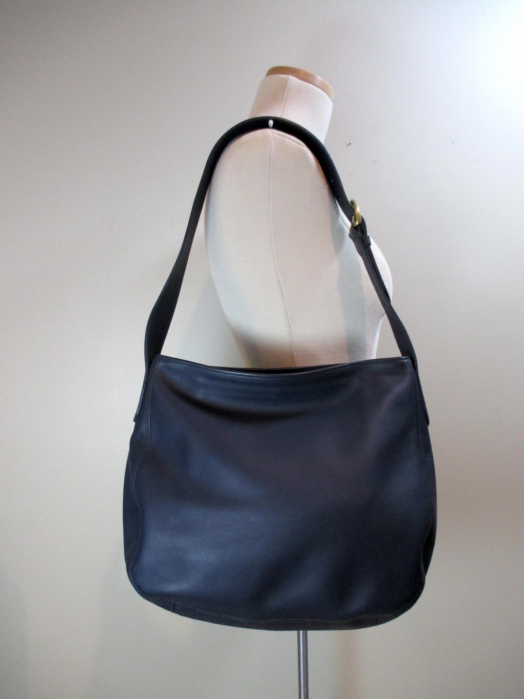 Classic Coach Soho Tote 4161 Navy Blue Leather Shoulder Bag W Brass ...