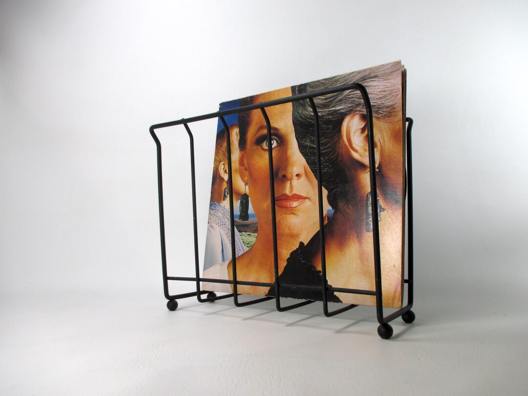Mid Century Modern Wrought Iron Record Album Rack Vinyl LP Holder ...