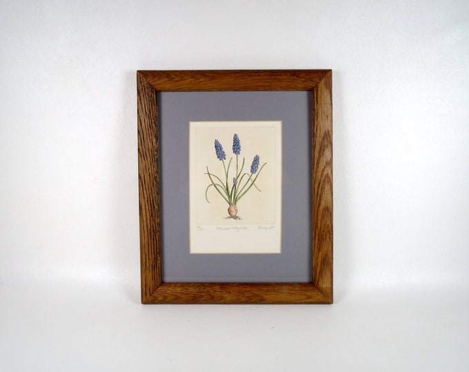 Vintage Botanical Etching Original Signed Artwork Hyacinths Floral ...