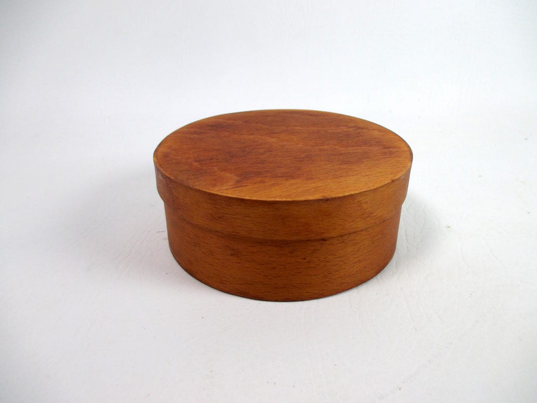 Handcrafted Bentwood Shaker Box Vintage Round Lidded Cherry Wood ...