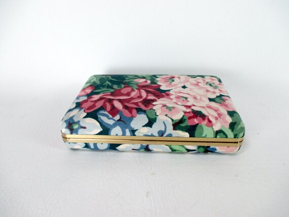 Vintage Travel Valet Floral Fabric Jewelry Case Snap … - Gem