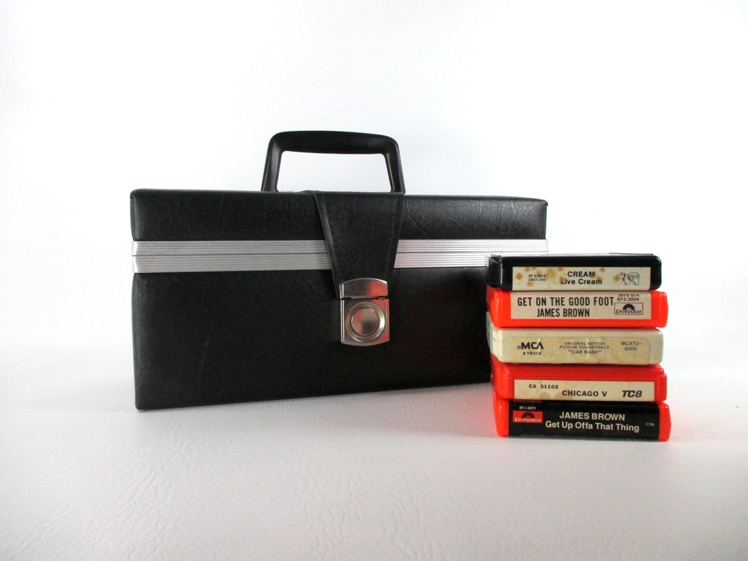 Retro 1970s 8-track Holder Carry Case W Music Tapes Portable Top Handle ...