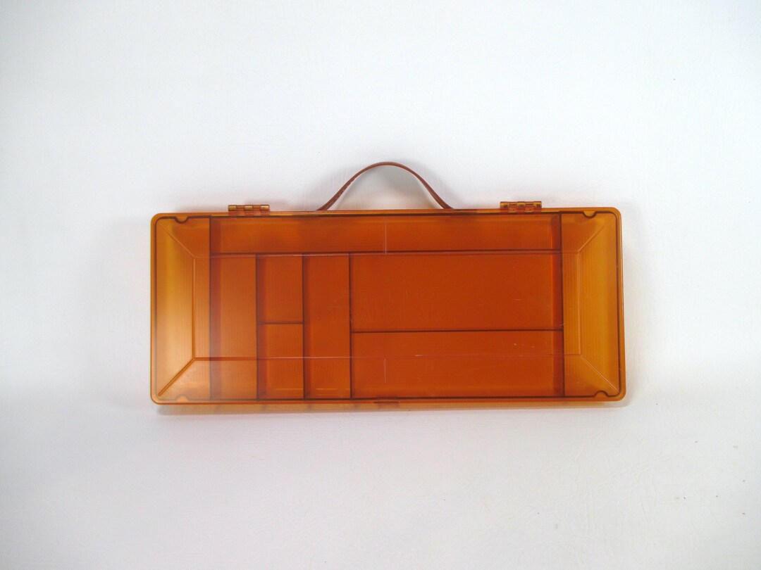 PLANO Trail-pak Orange Plastic Fishing Tackle Box Portable Slim Utility ...