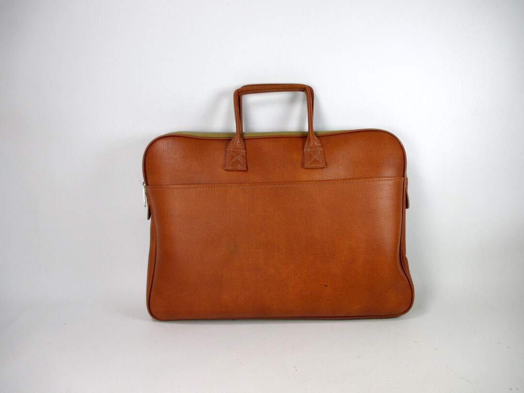Slim Soft Sided Top Handle Laptop Tote Vintage Attaché Burnt Orange ...