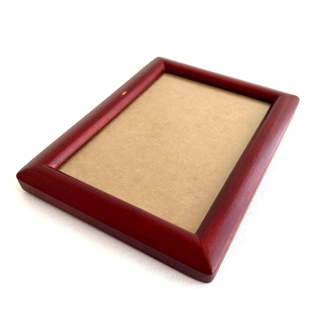 Vintage Red Teak Wood 5x7 Picture Frame, Easel Back Table Top Hanging ...