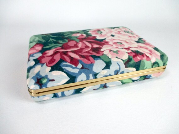 Vintage Travel Valet Floral Fabric Jewelry Case Snap … - Gem