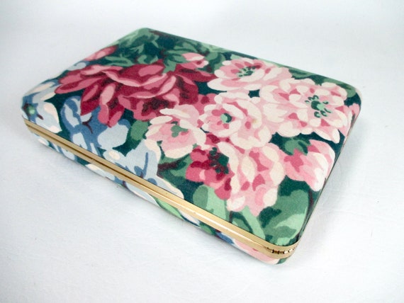 Vintage Travel Valet Floral Fabric Jewelry Case Snap … - Gem