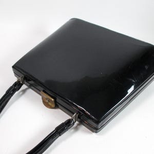 1960s Black Patent Leather-like Bag Mid Century Framed Purse Vintage ...