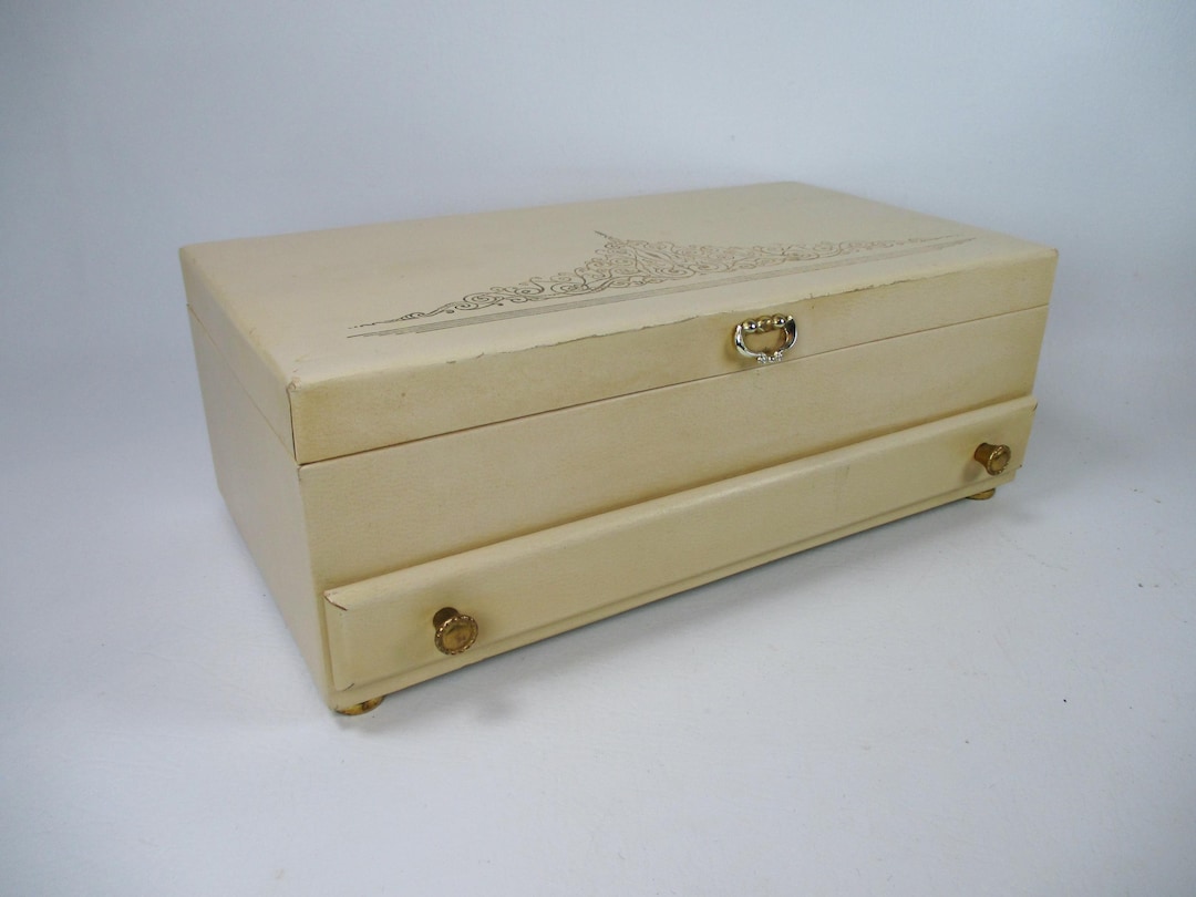 Vintage Lady Buxton Large Ivory Jewelry Box Mid Century Multi Tiered ...