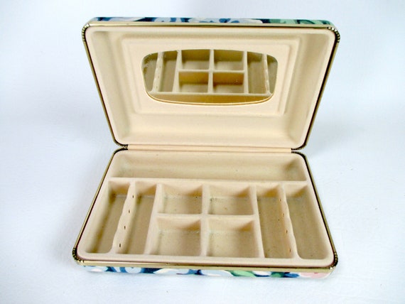 Vintage Travel Valet Floral Fabric Jewelry Case Snap … - Gem