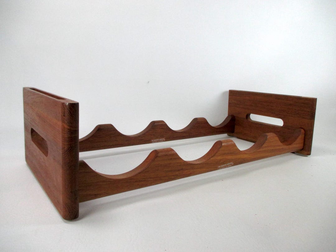 KALMAR Designs Teak Wood Wine Rack Mid Century Bottle Storage Vintage 4 ...