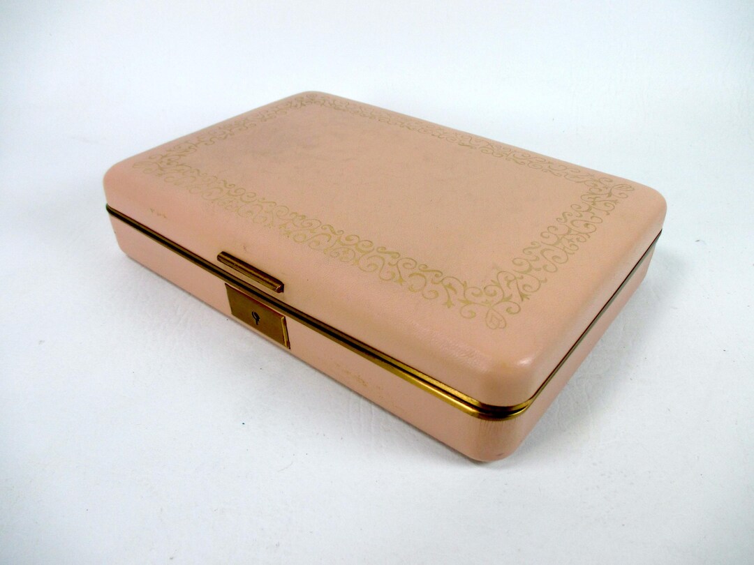 Farrington Genuine Texol Jewelry Case Vintage Travel Valet Beige Pink ...