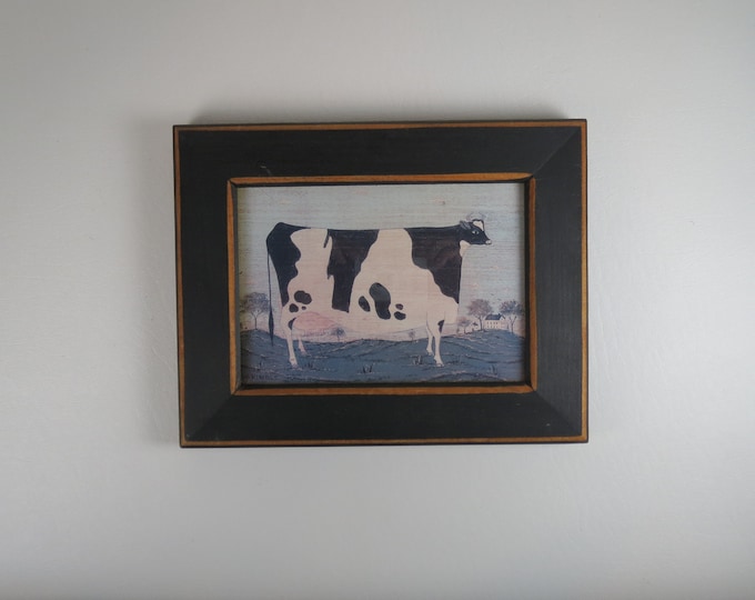Warren Kimble Cow Print Vintage Folk Art Wall Hanging Framed Artwork ...