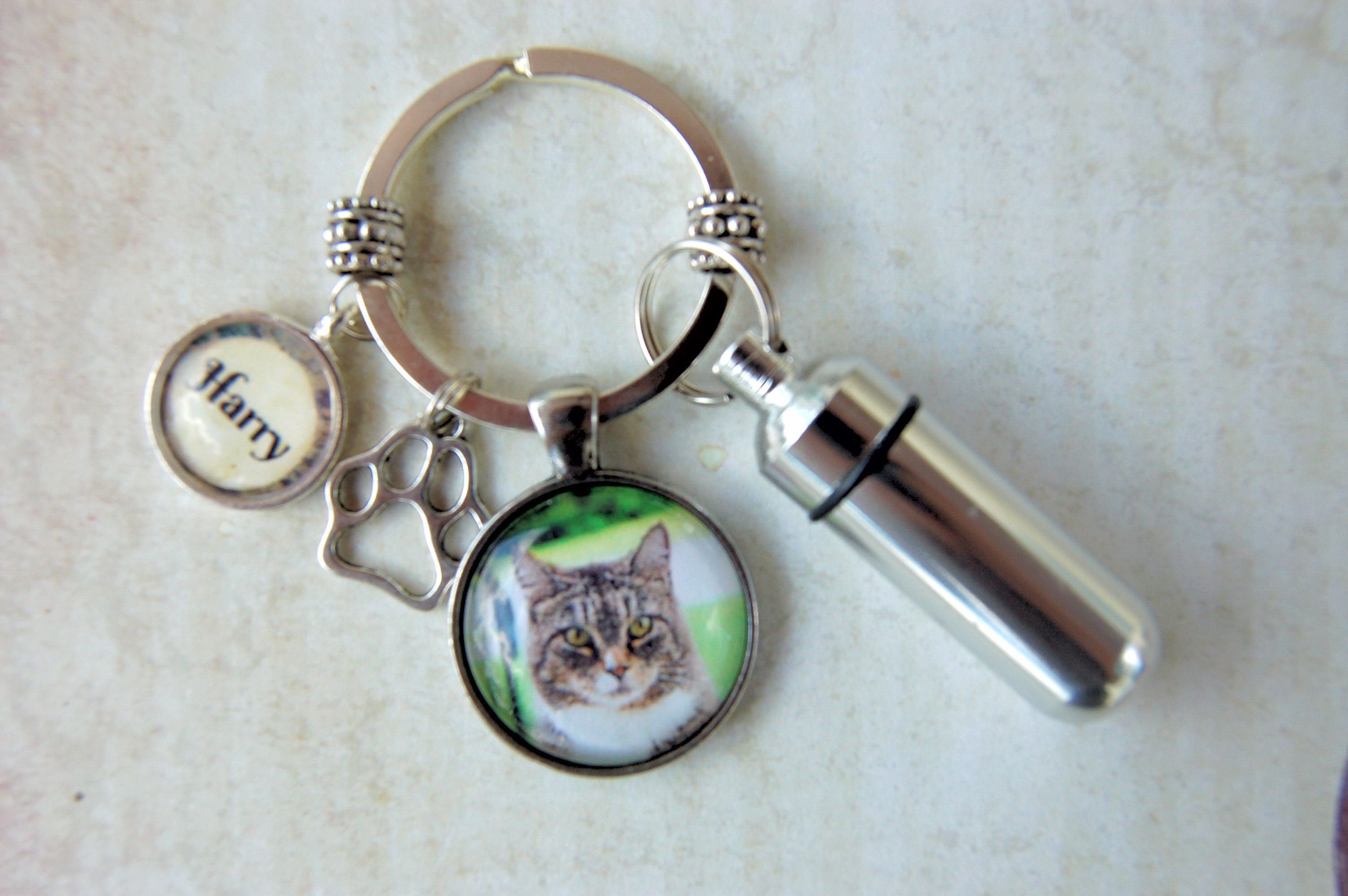 2 Pet Memorial Key Rings With Custom Photo and Cremation Urn | Etsy