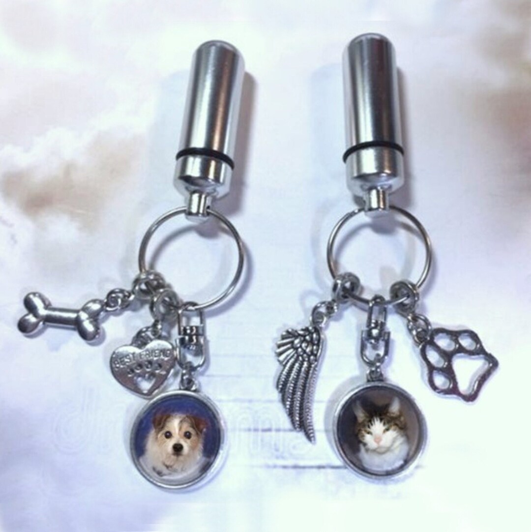 Pet Cremation Key Ring With Custom Photo and Cremation Urn Loss of ...