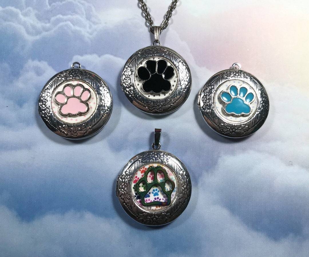 Paw Print Locket Necklace Pet Locket Jewelry With Optional Photo Name ...