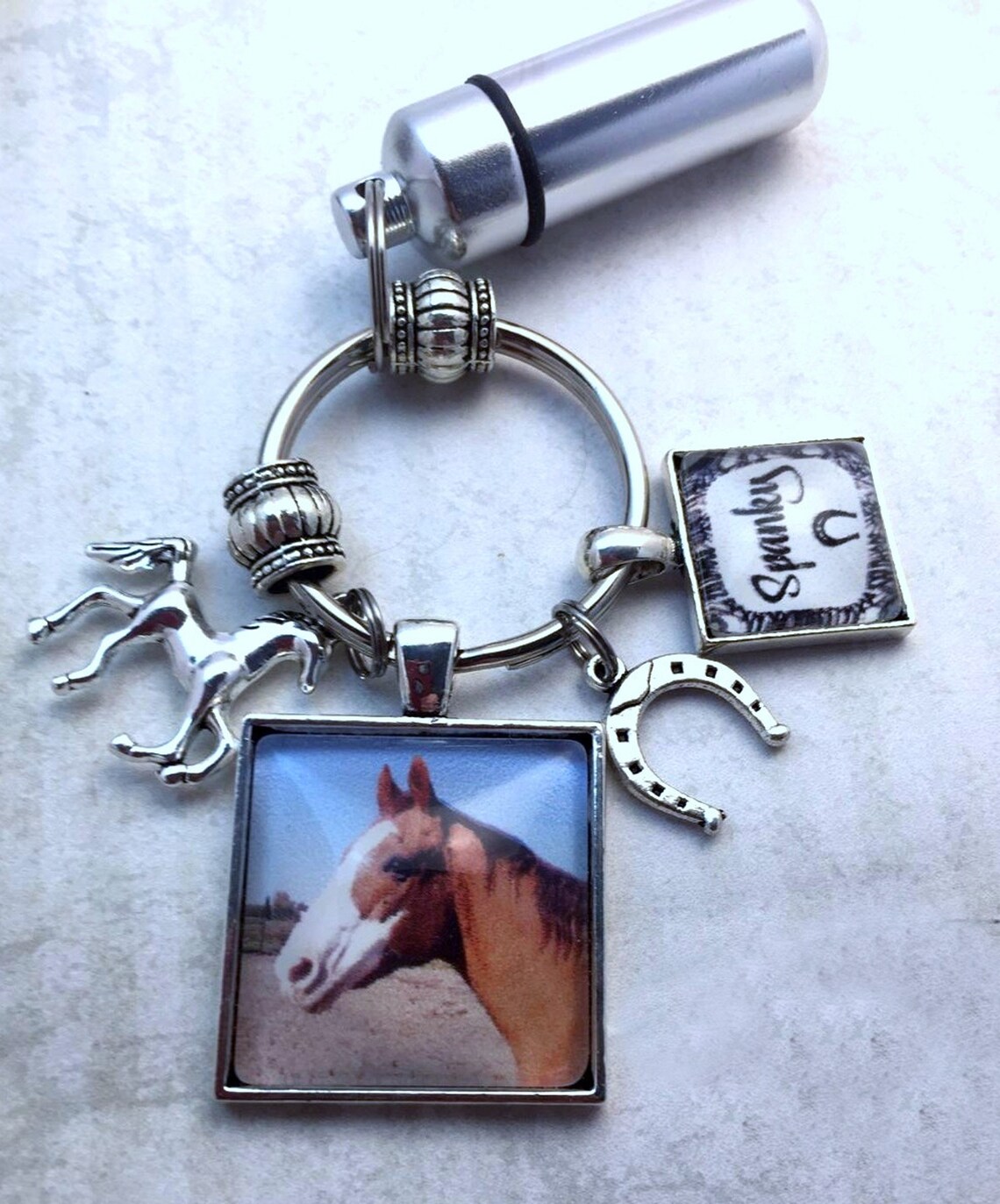 Horse Memorial Key Ring Custom Horse Photo and Vial Loss of - Etsy
