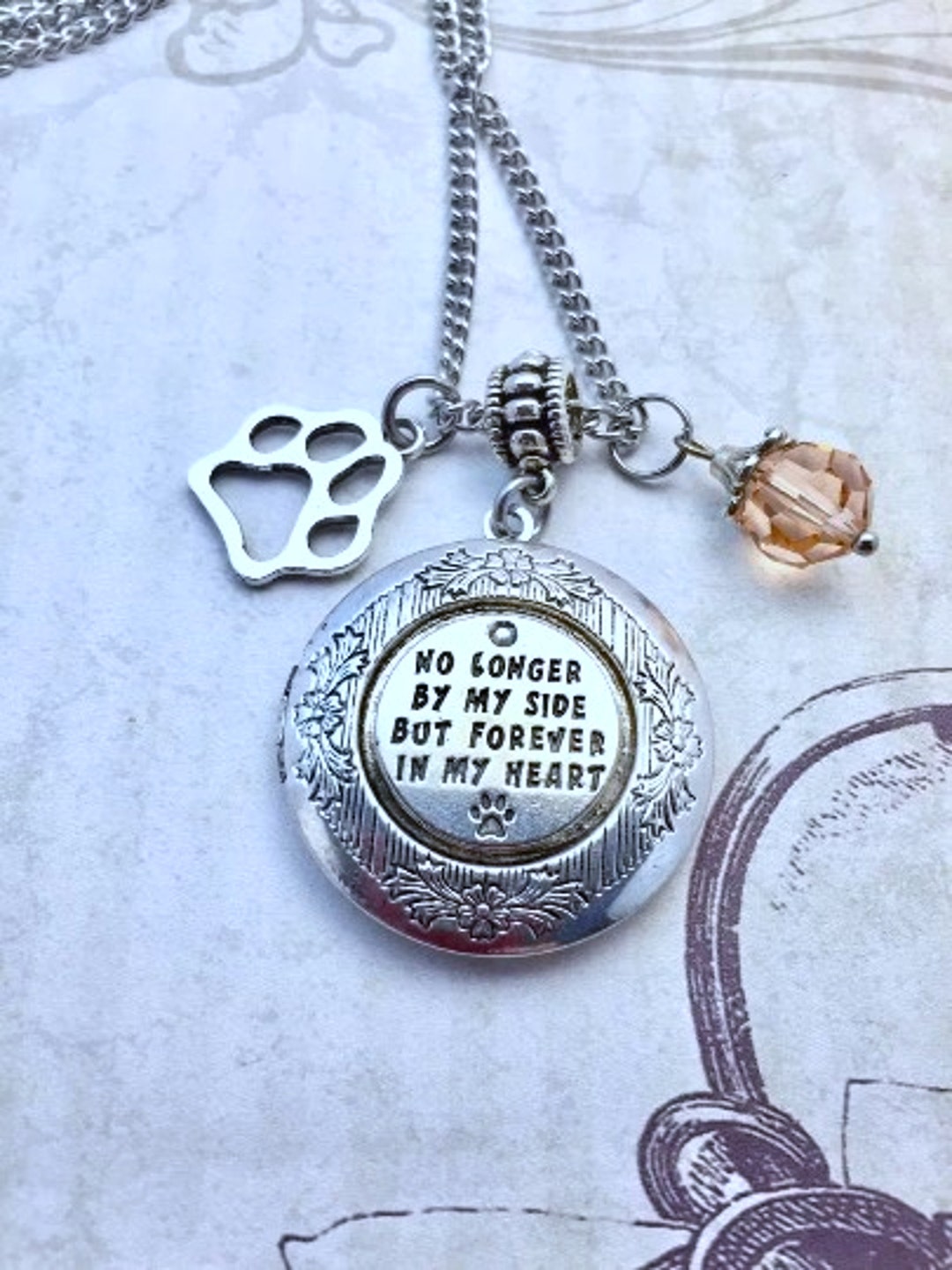 Pet Memorial Photo Locket Necklace With Birthstone Photo - Etsy
