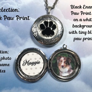Paw Print Locket Necklace Pet Locket Jewelry With Optional Photo Name ...