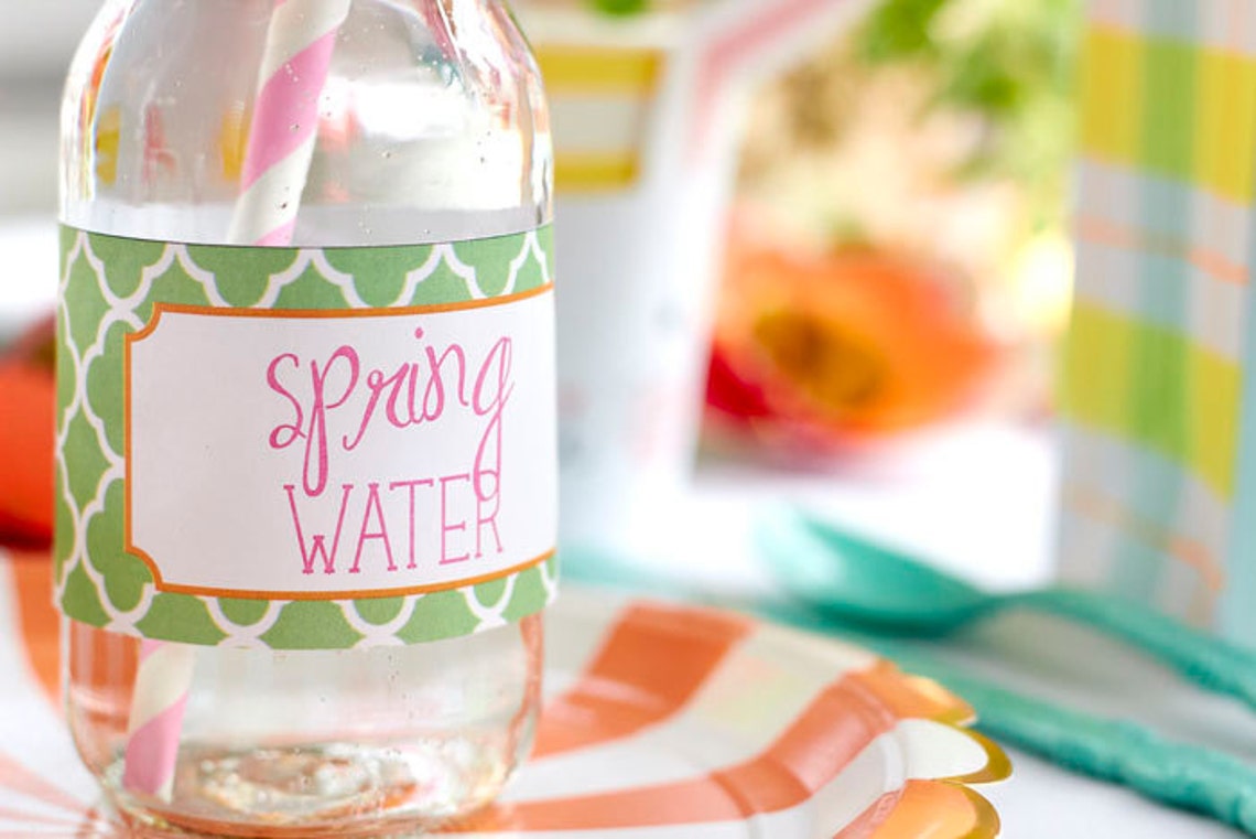 Spring Water Preppy Party Drink Labels Personalized | Etsy