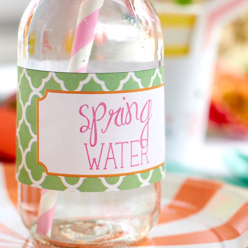 Spring Water Preppy Party Drink Labels Personalized | Etsy