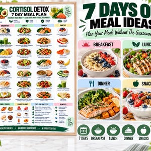 Cortisol Support 7 Day Meal Plan, Low Stress Calm Eating Menu, Hormone ...