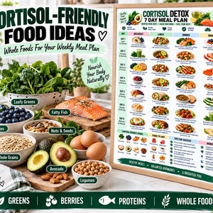 Cortisol Support 7 Day Meal Plan, Low Stress Calm Eating Menu, Hormone ...