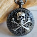 Skull and Crossbones pocket watch men's black mechanical | Etsy