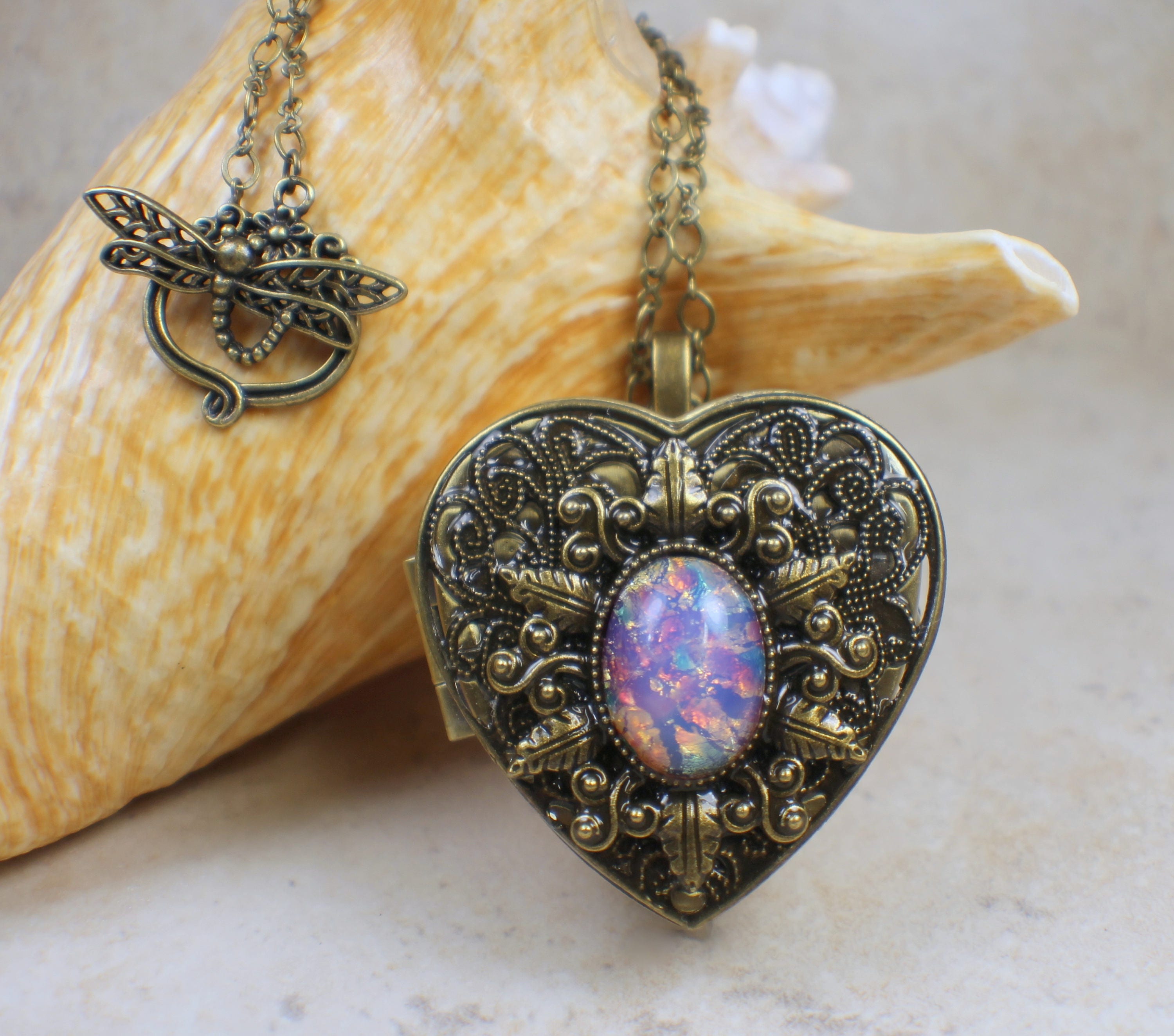 Pink Glass Opal Music Box Locket Photo Locket Music Box - Etsy