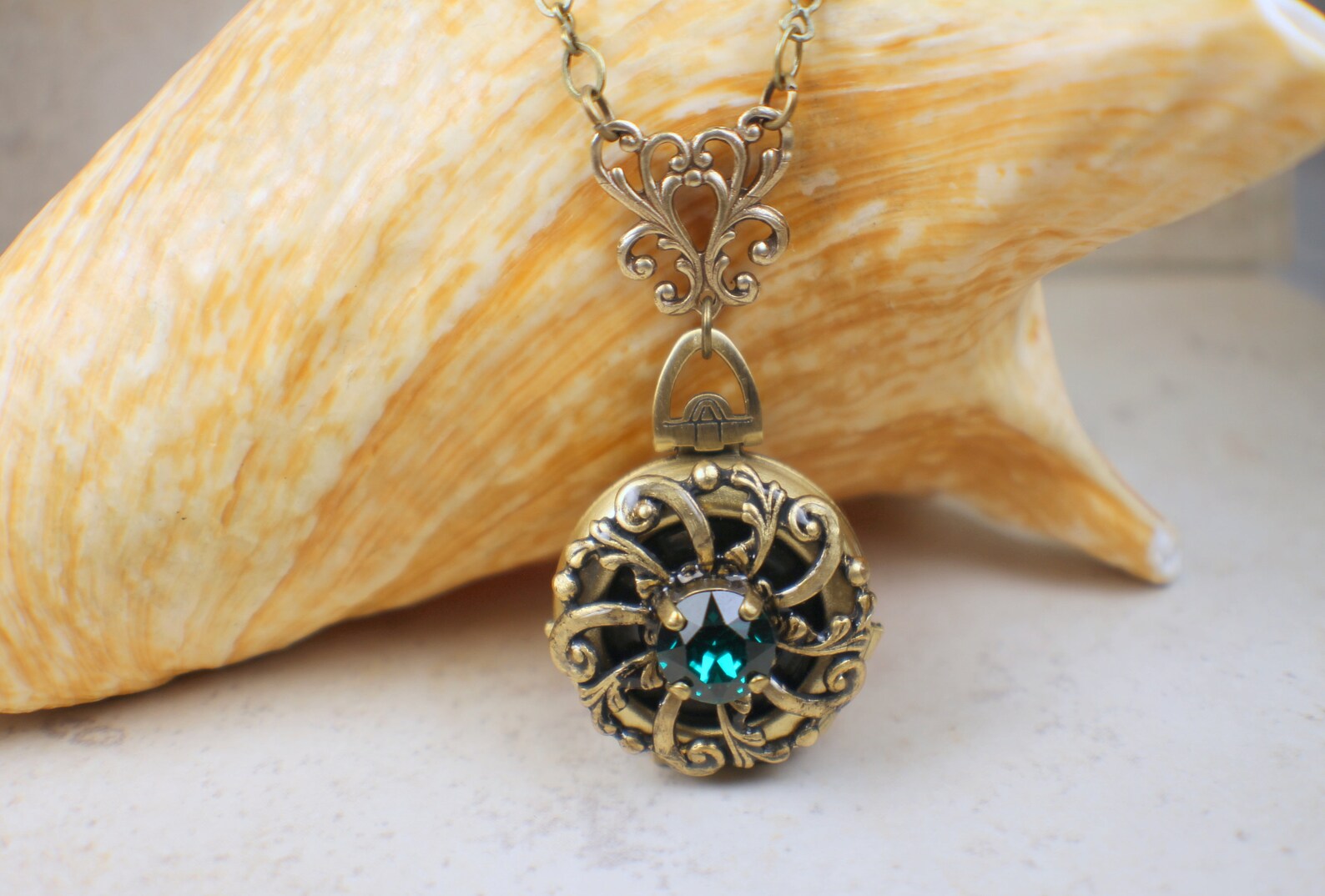 Emerald Crystal Locket Bronze Photo Locket Four Photo Locket | Etsy