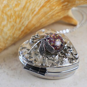 Dragonfly Music Box Locket, Heart Music Box Pendant, Music Box Jewelry ...