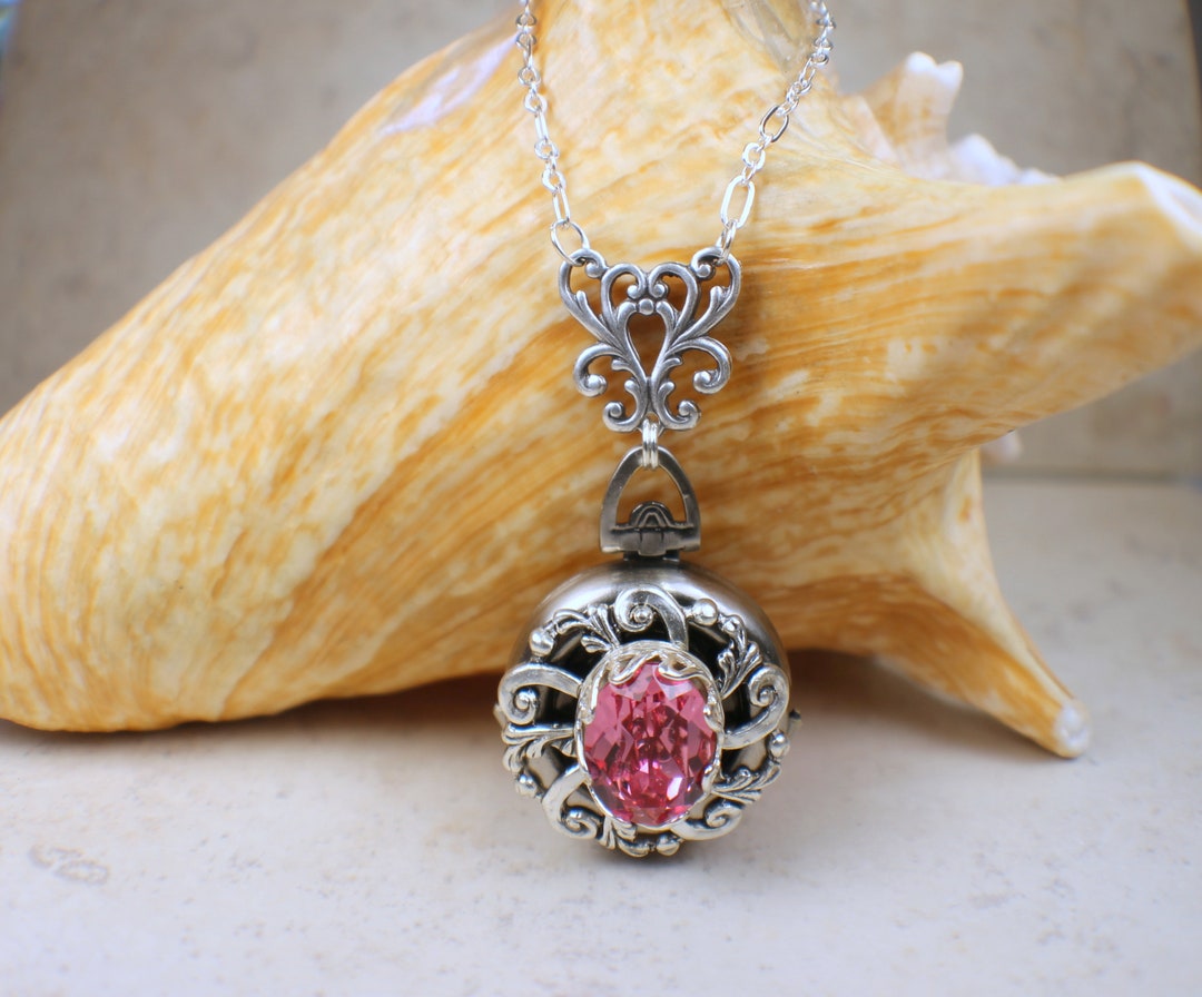 Rose Crystal Locket, Silver Photo Locket, Four Photo Locket Necklace ...