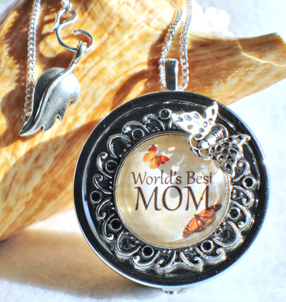 Music Box Locket, Round Locket, Music Box Necklace, Worlds Best Mom ...